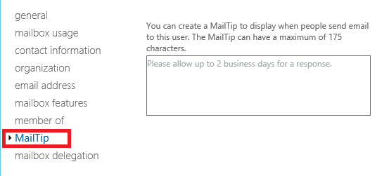 Exchange 2016 policy tips explained | EzCloudInfo
