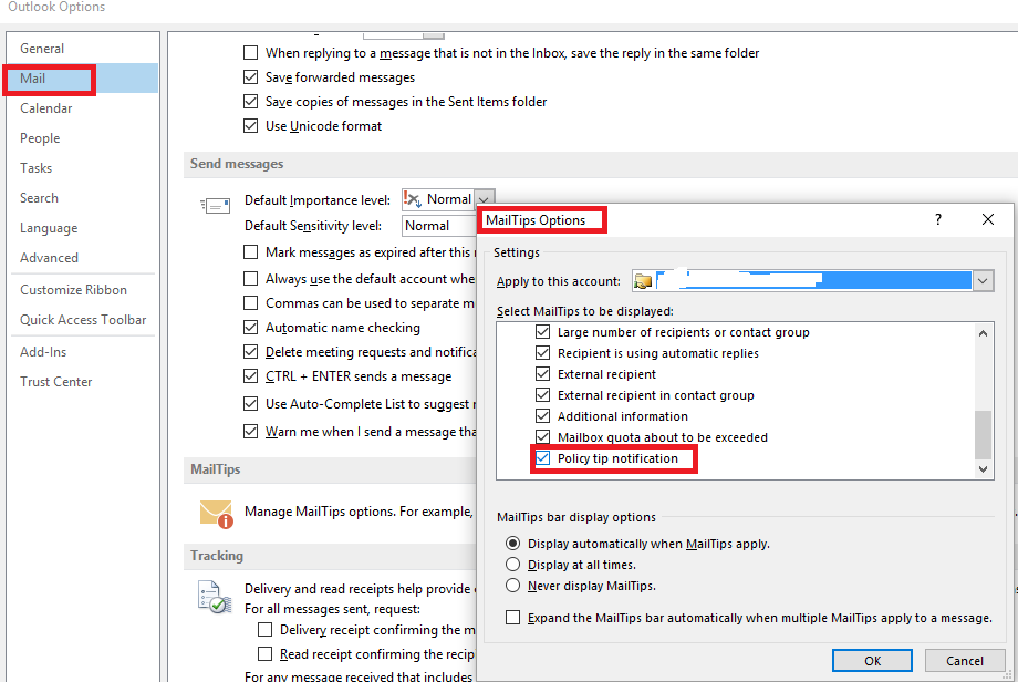 Exchange 2016 policy tips explained | EzCloudInfo