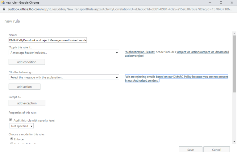 Configure Exchange Online to reject emails that fail DMARC validation ...