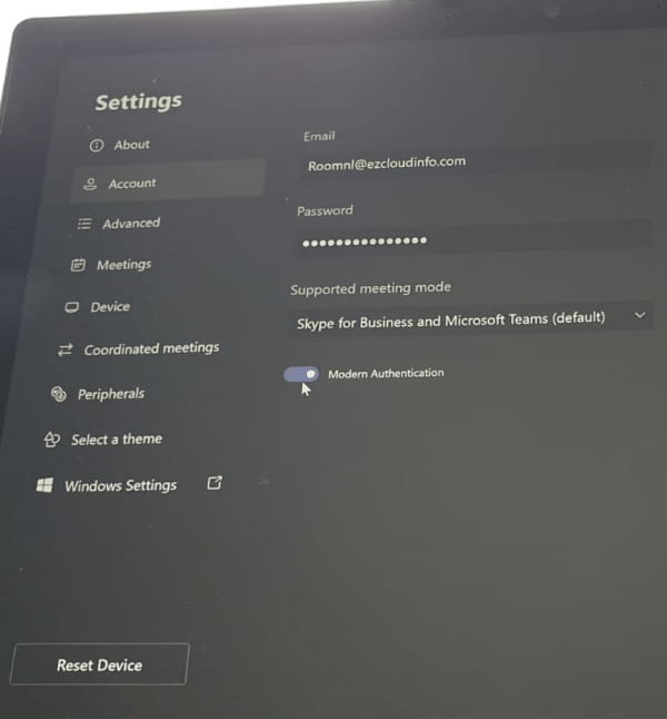 Enable Modern Authentication on Microsoft Teams Room Devices | EzCloudInfo