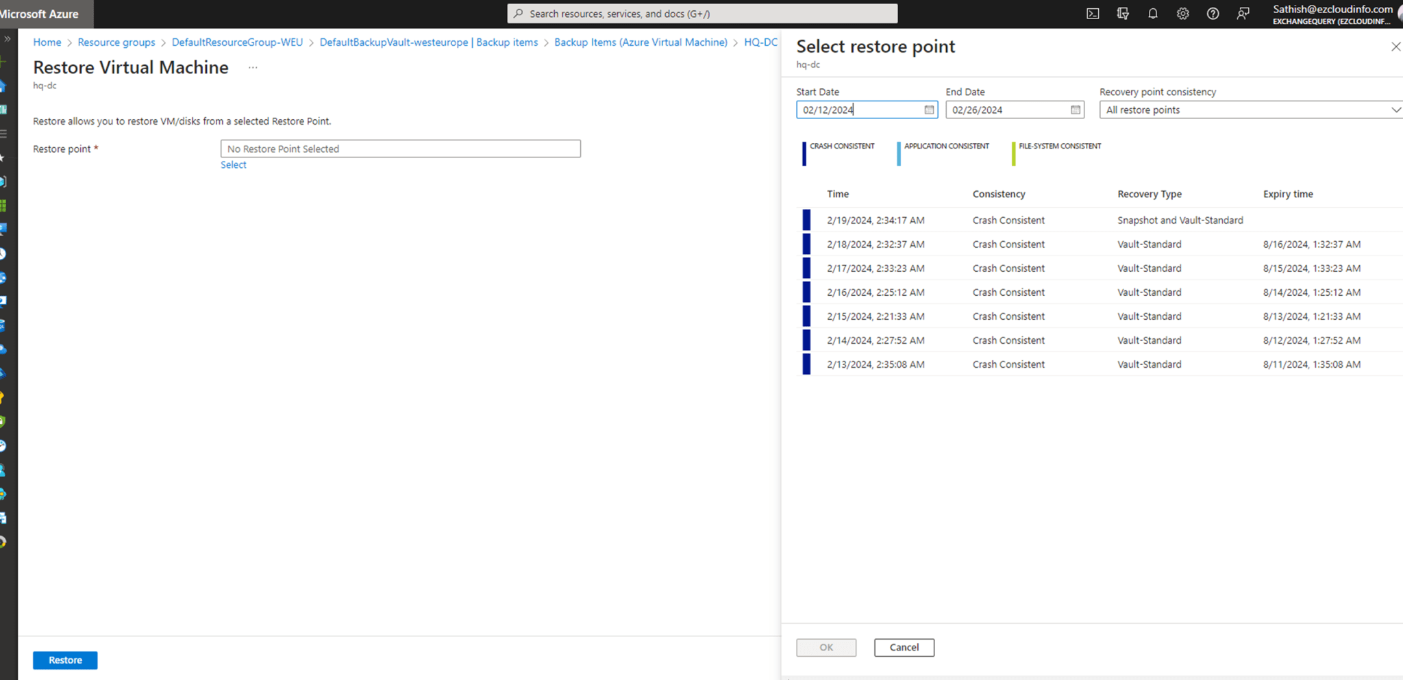 Make use of the Azure Recovery Services Vault Backup to restore your ...